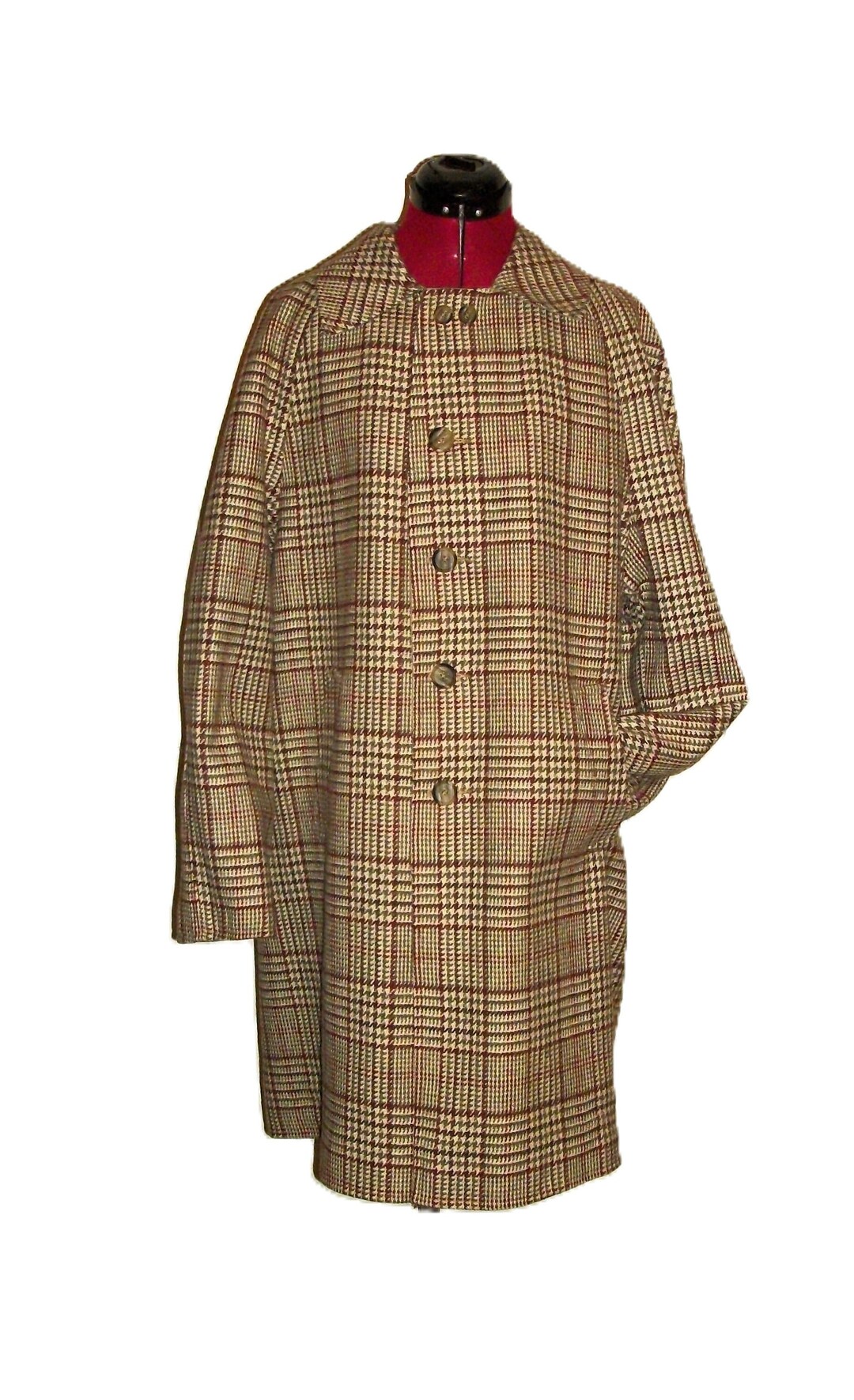 Vintage 1950s Plaid Wool Overcoat Reverses to Khaki Tan Top Coat ...