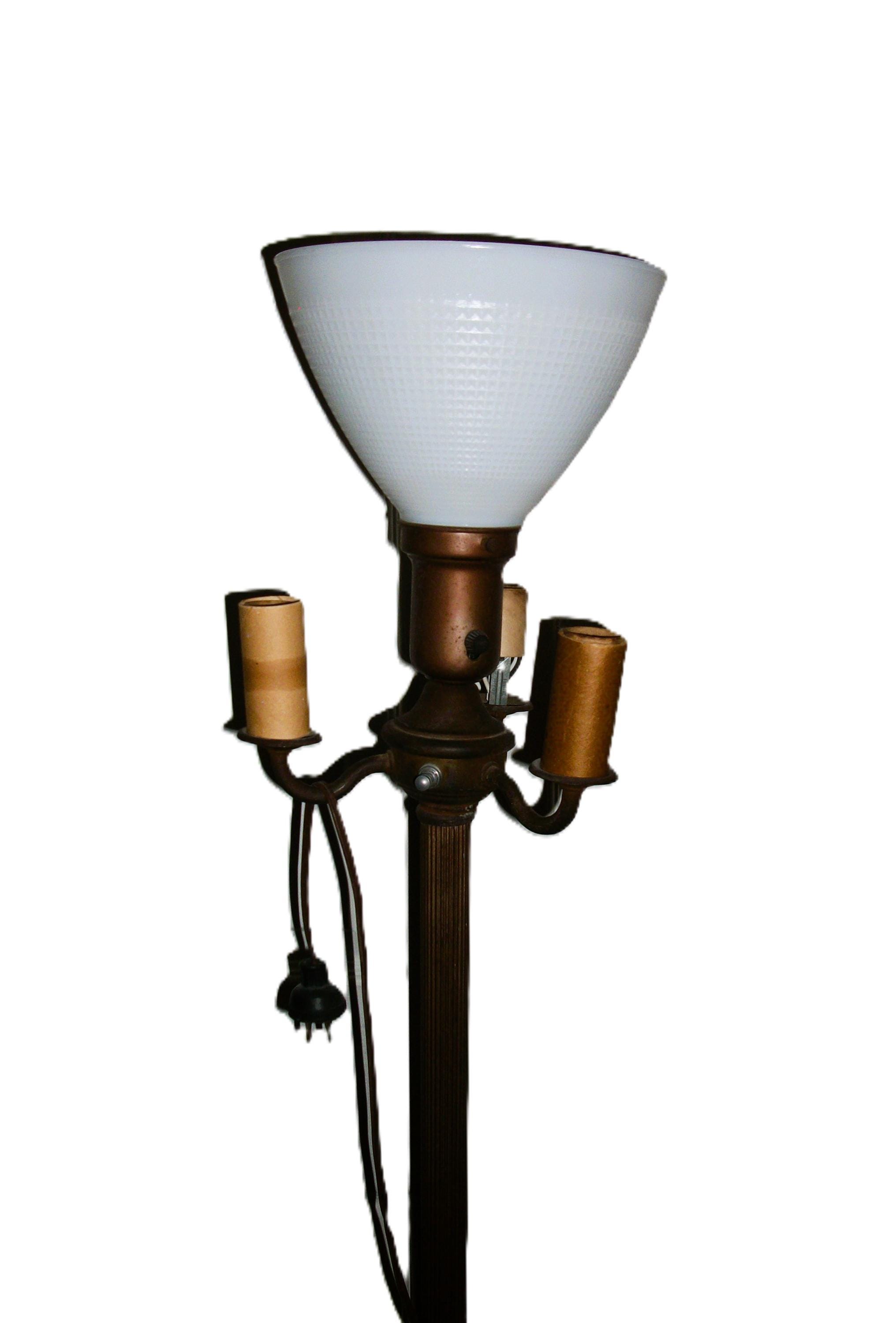 Antique Brass Torchiere Floor Lamp 5 Lights Including 3 Arms Center ...