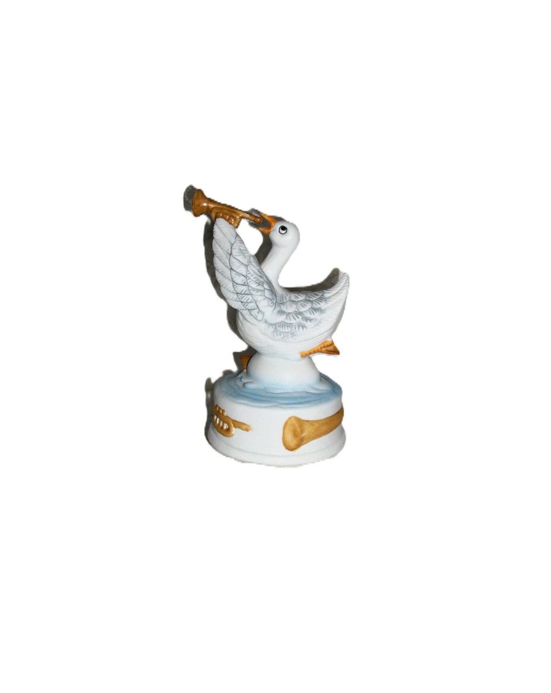 Vintage Music Box Goose or Duck Playing Trumpet on Top Plays Talk to ...