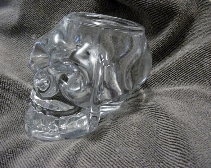 Vintage Clear Glass Crystal Skull Candle Holder or Paperweight Wicca ...