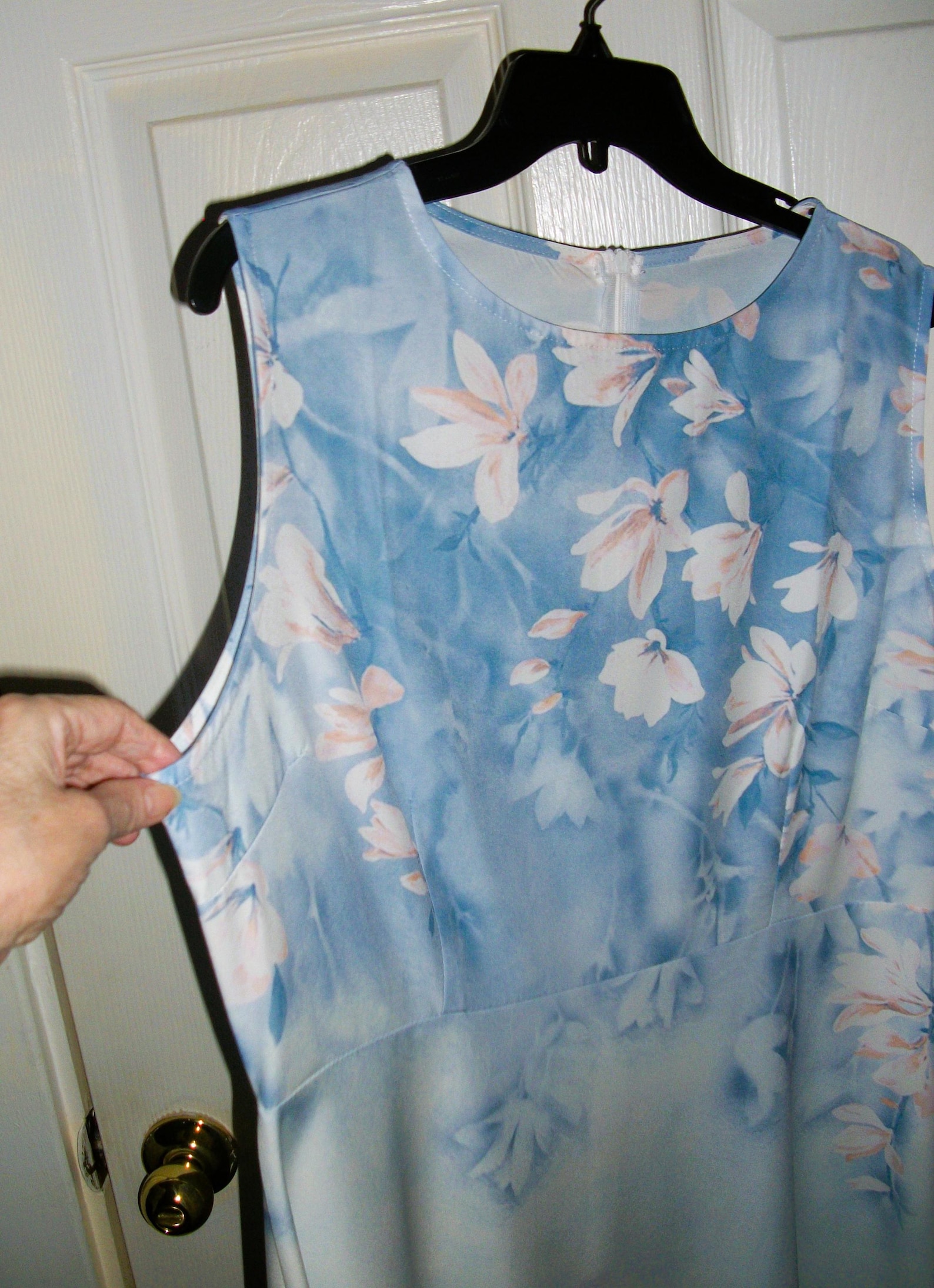 Vintage Blue & White Floral Delft Style Print Dress Sundress Women's XL ...