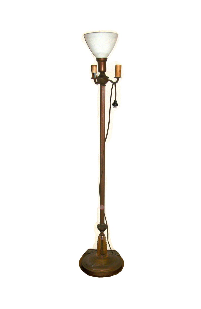 Antique Brass Torchiere Floor Lamp 5 Lights Including 3 Arms Center ...