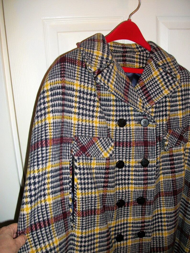 Vintage 1950s Plaid Wool Double Breasted Cape by Dee Dee Deb - Etsy