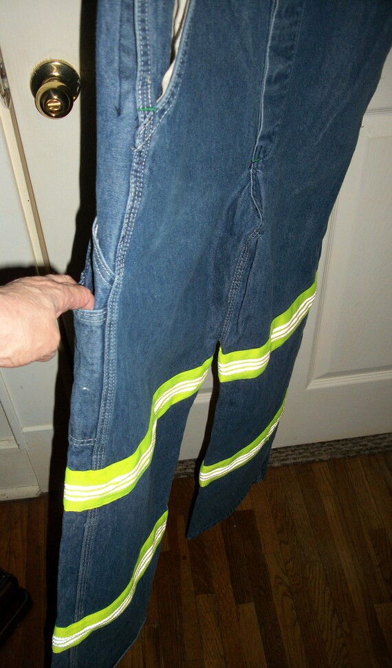 Vintage Denim Overalls Blue Jean Reflective Strip Bib… - Gem