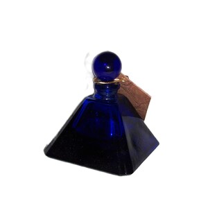 Vintage Cobalt Blue Glass Pyramid Shape Bottle With Stopper Luxor ...