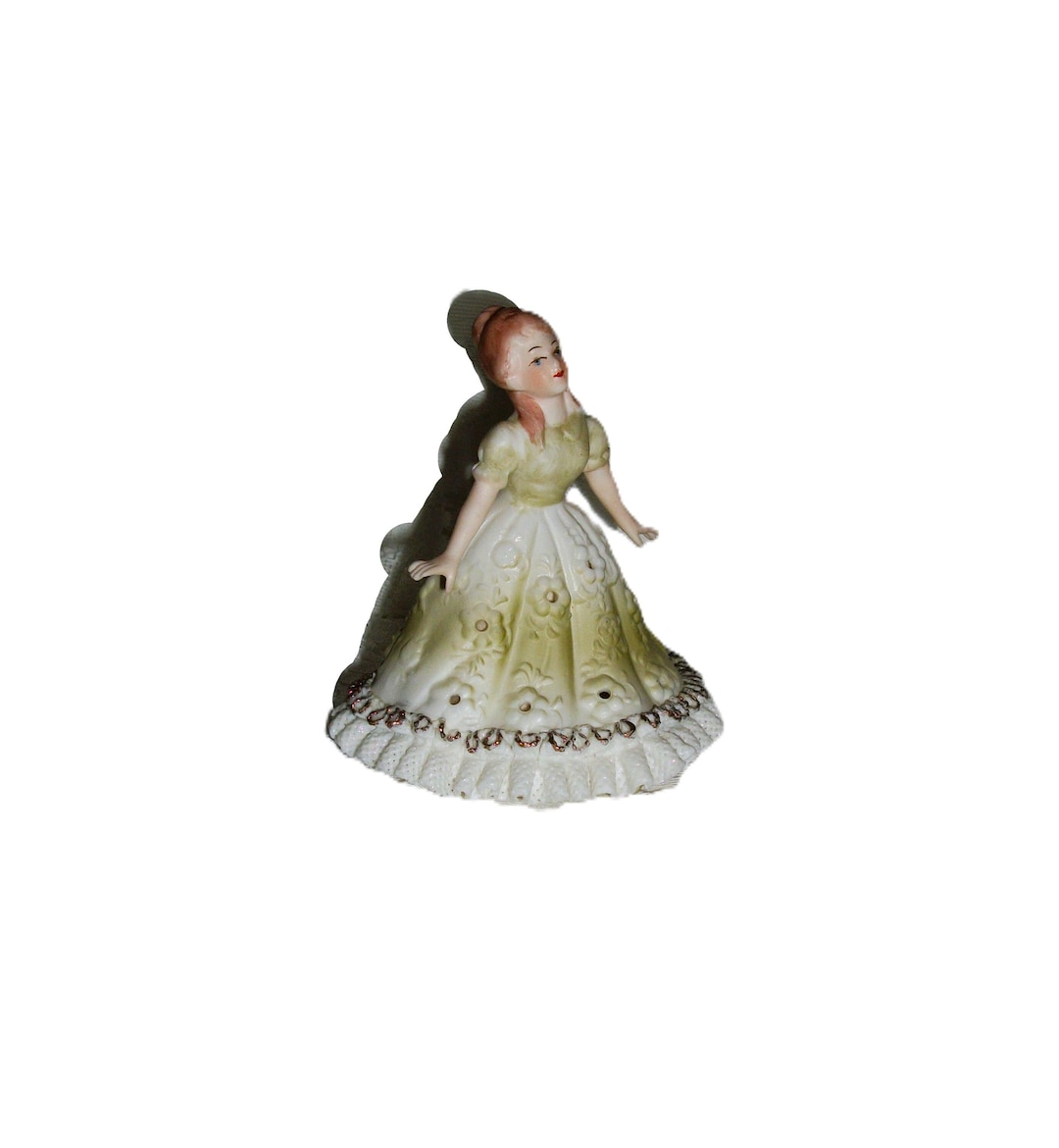 Vintage Girl Lady in Flowered Victorian Dress Figurine Sachet Pomander ...