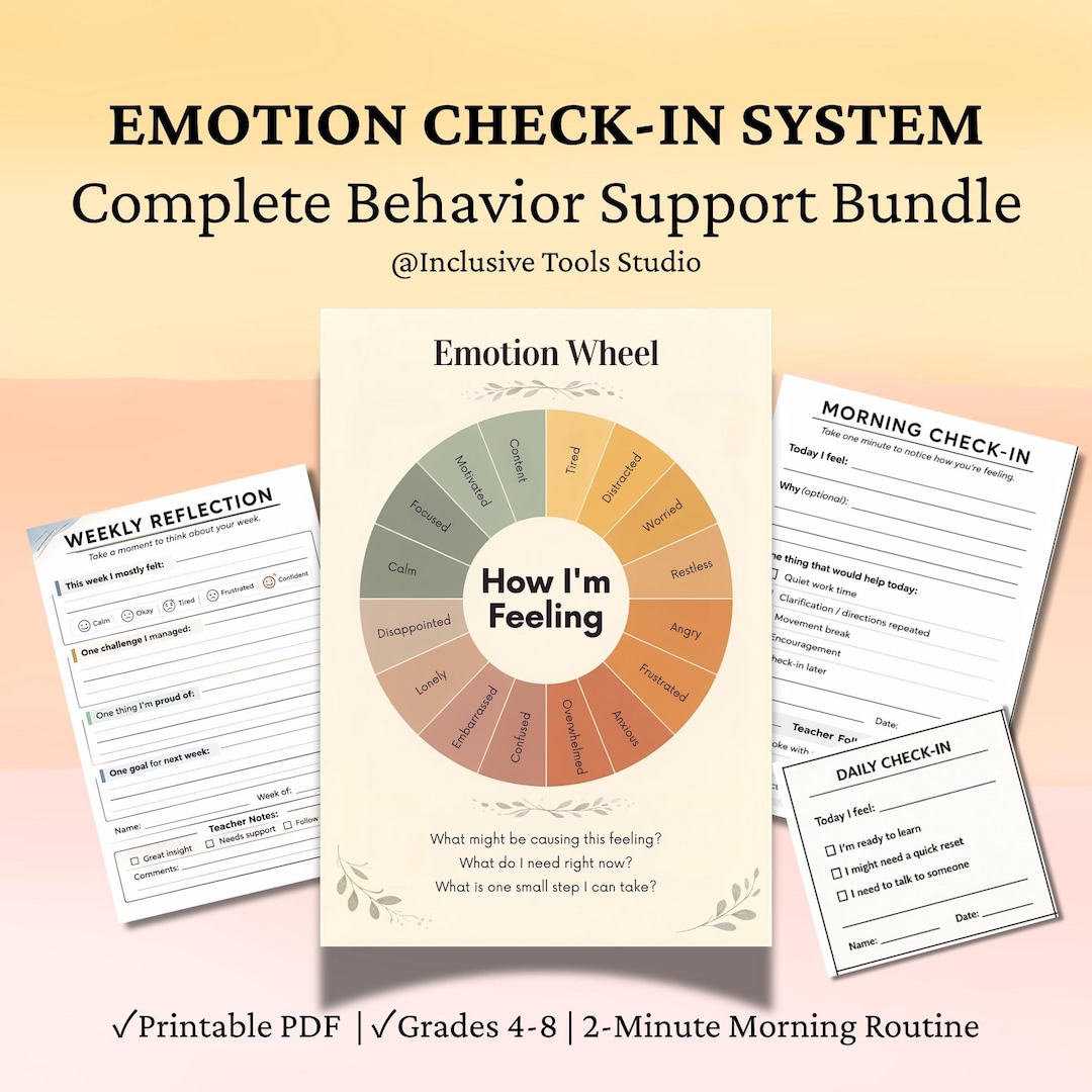 Emotion Wheel + Daily Check-in Slips | SEL Reflection Toolkit ...