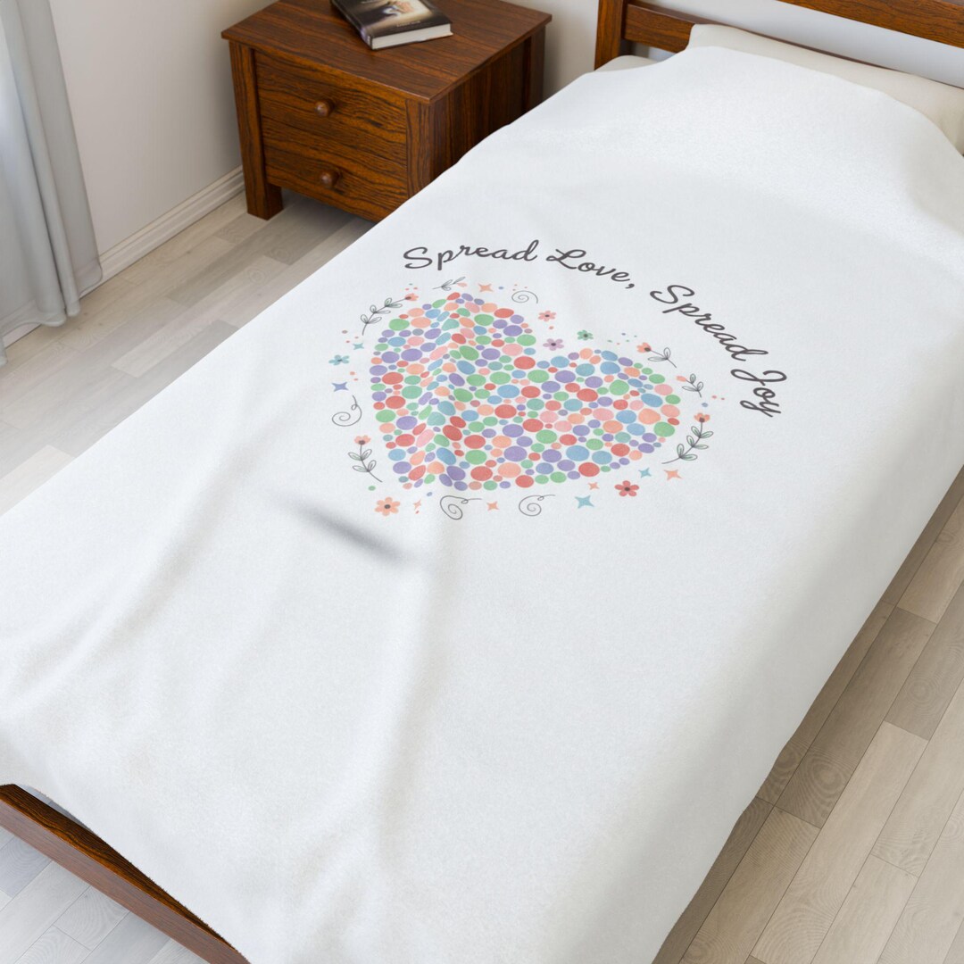 Spread Love Spread Joy Plush Blanket | Micro-romance Pastel Heart ...