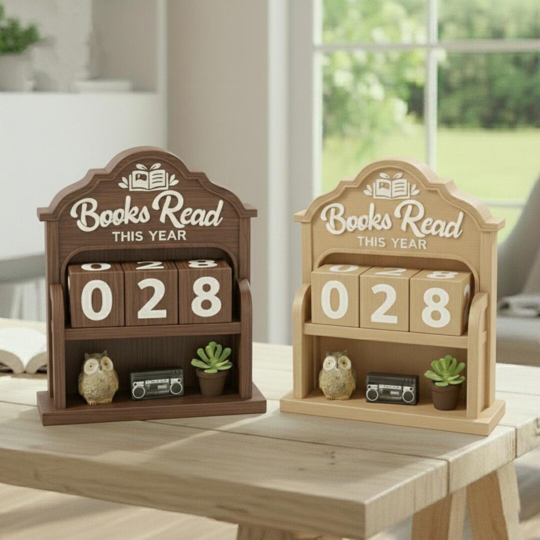 Vintage Style 3D Printed Book Counter for Books Read This Year ...
