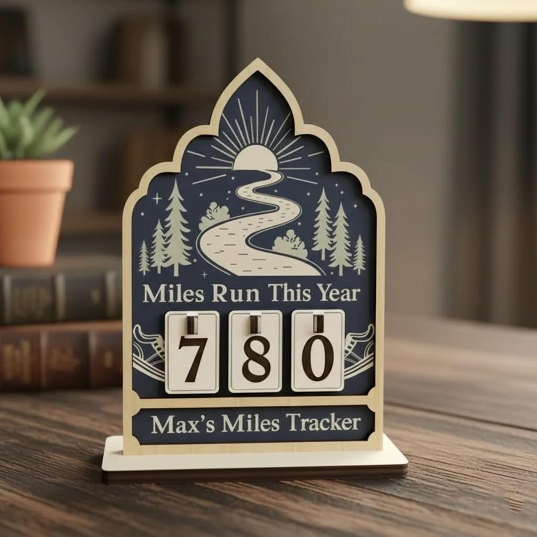 Personalized Miles Run Tracker Sign, Custom Running Distance Counter ...