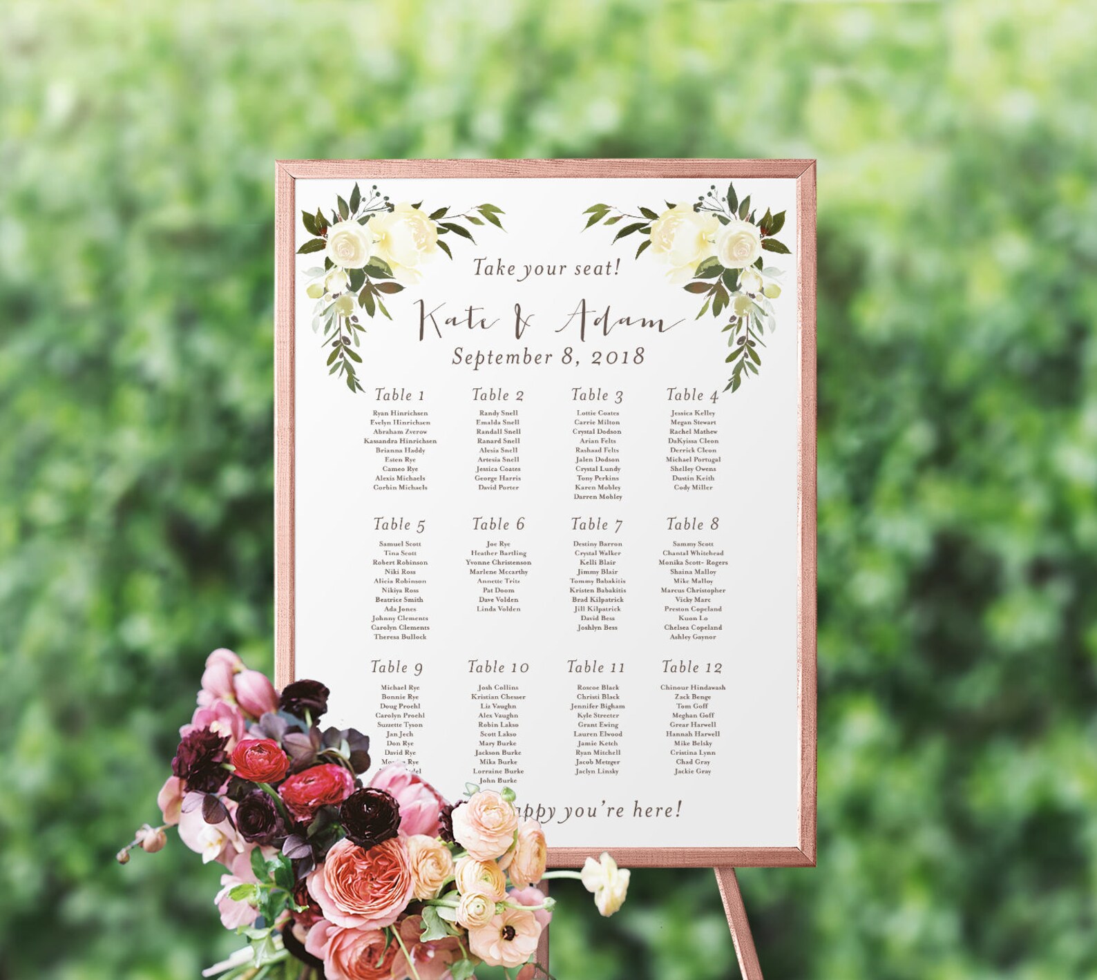 Floral Seating Chart Printable Seating Template Seating - Etsy