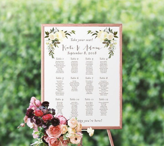 Floral Seating Chart Printable Seating Template Seating - Etsy