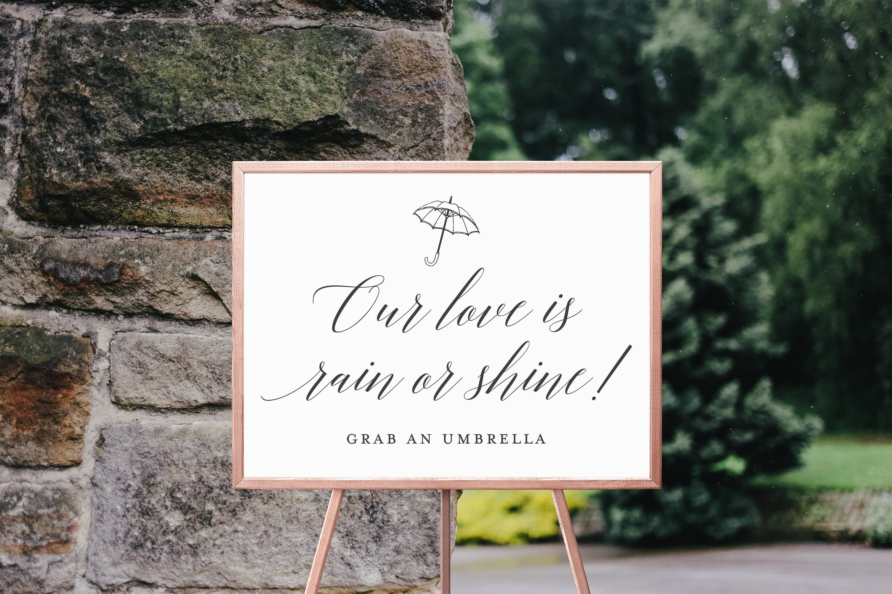 Our Love is Rain or Shine Grab An Umbrella Wedding Sign | Etsy