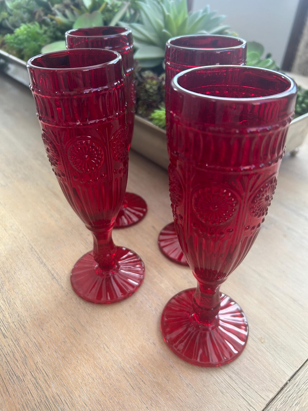 Adeline Red Champagne Flute by Pioneer Woman - Etsy