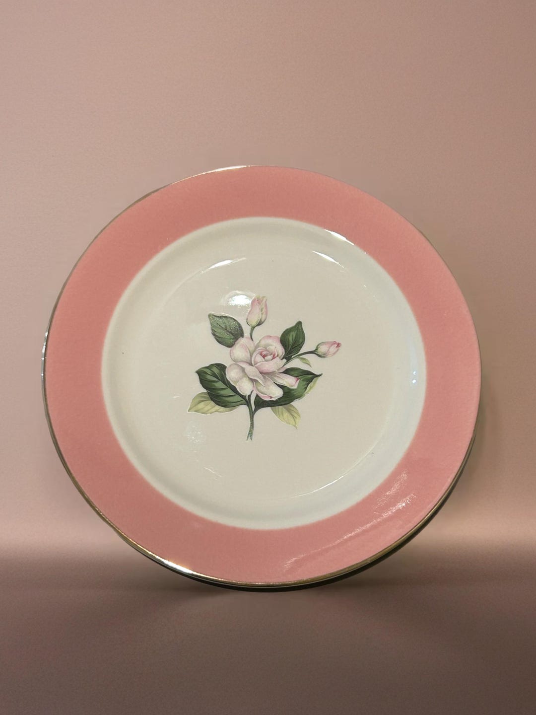 Quaint Vintage Rose Motif Porcelain Side Plate With Gold Trim - Etsy