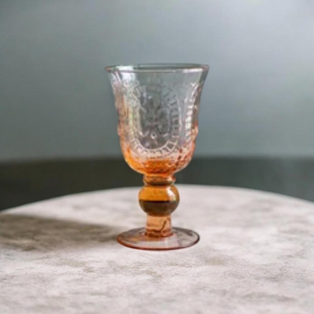 Zrike Renaissance Fleur De Lis - Peach Vintage Water Goblet - Etsy