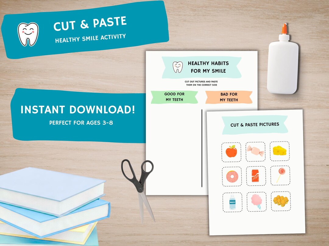 Healthy Habits Cut and Paste Activity | Dental Health Sorting Worksheet ...