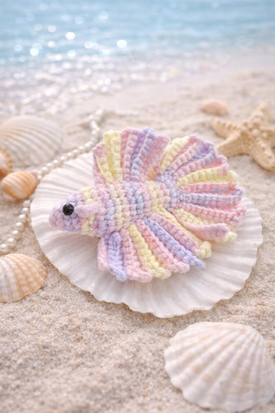 Handmade Crochet Betta Fish Plush – Pastel Amigurumi Fish Toy, Soft ...