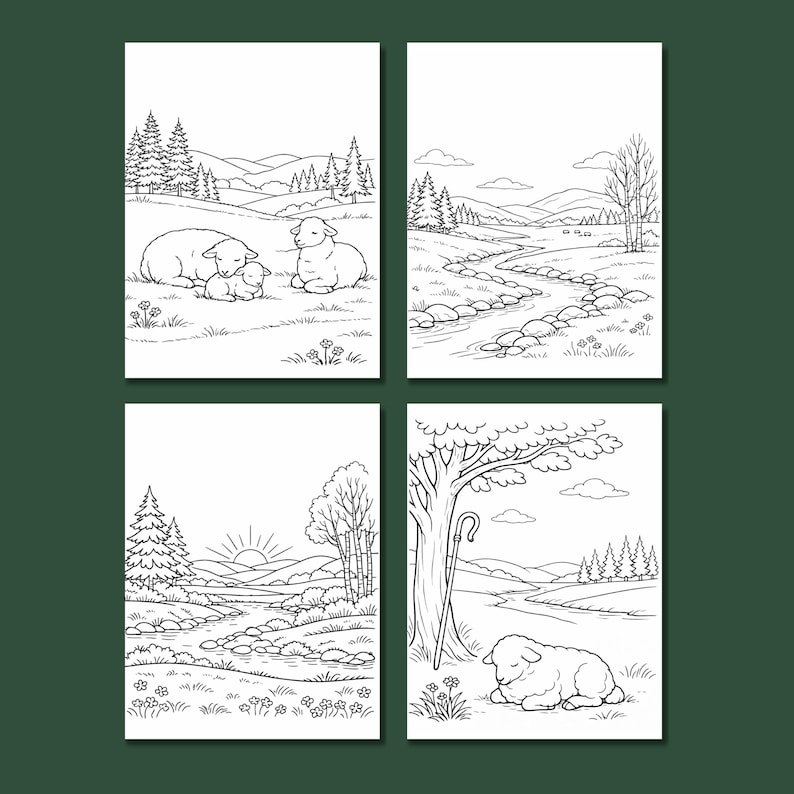 Psalm 23 Coloring Pages | Christian Devotional Art | 12 Printable ...