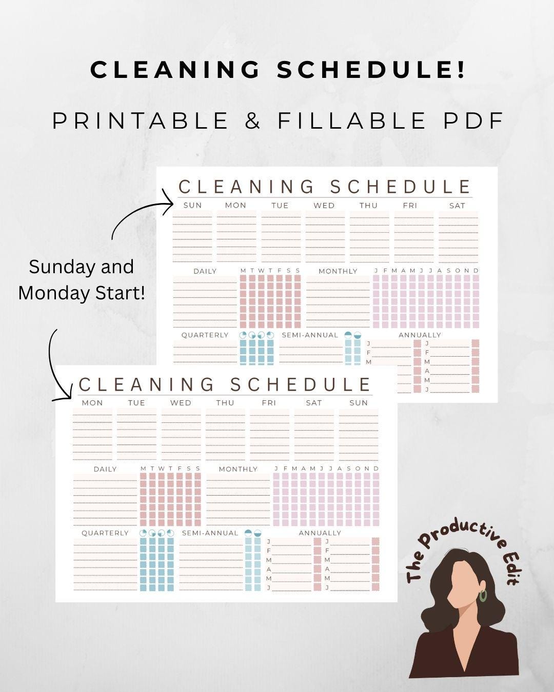 Minimal CLEANING SCHEDULE Clean View - Printable & Editable A4 Download ...