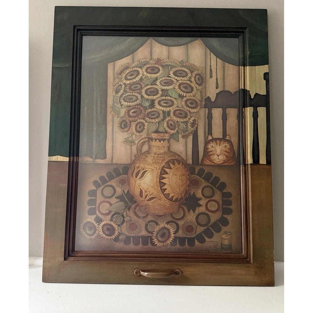 Maria Pfropper "harvest Jug" Signed Folk Art Print 76/500 Painted Frame ...