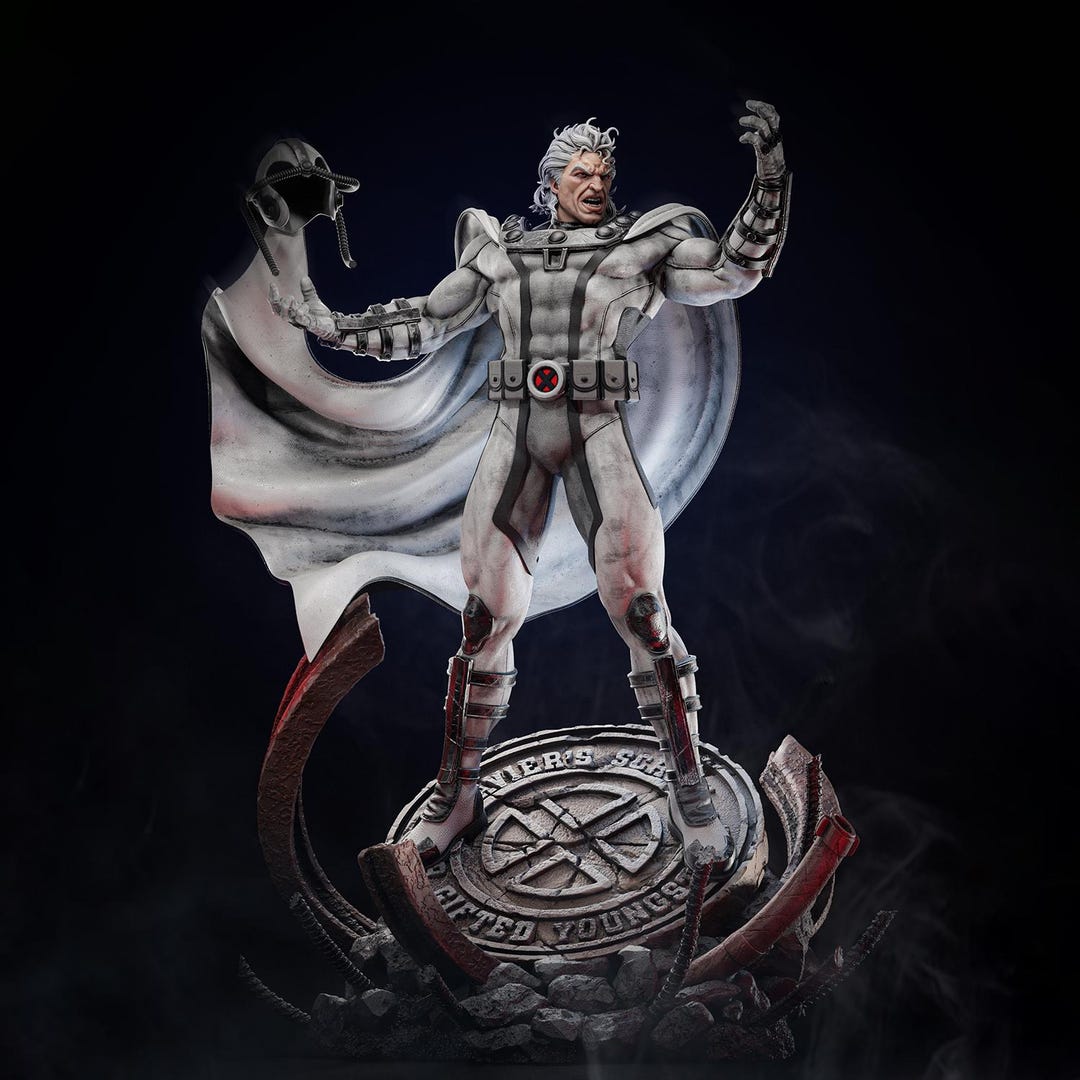 Magneto X-force Fanart 3D STL Statue | Master of Magnetism on Ruined ...