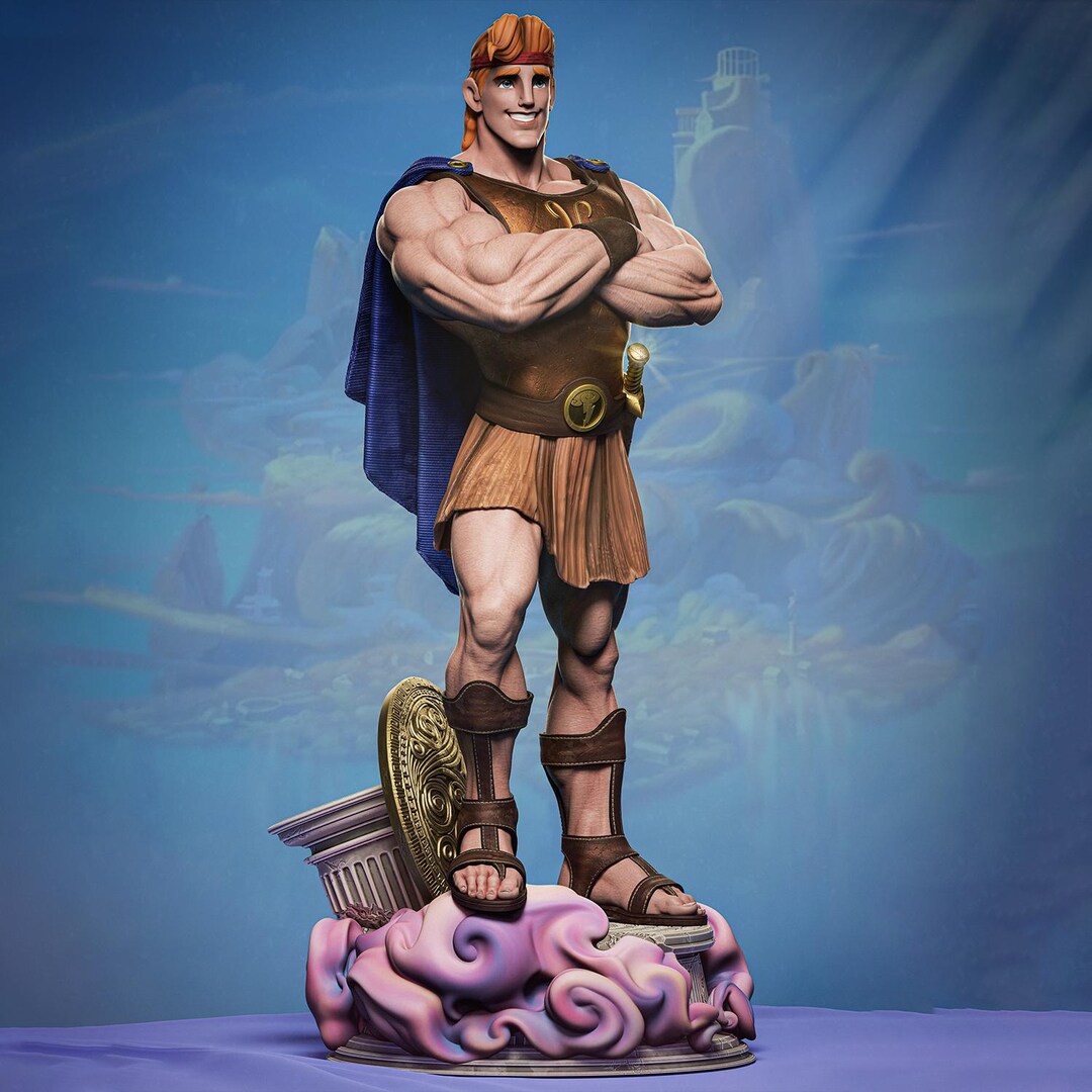 Hercules and Phill Fanart 3D STL Statue | Heroic Pose With Shield and ...