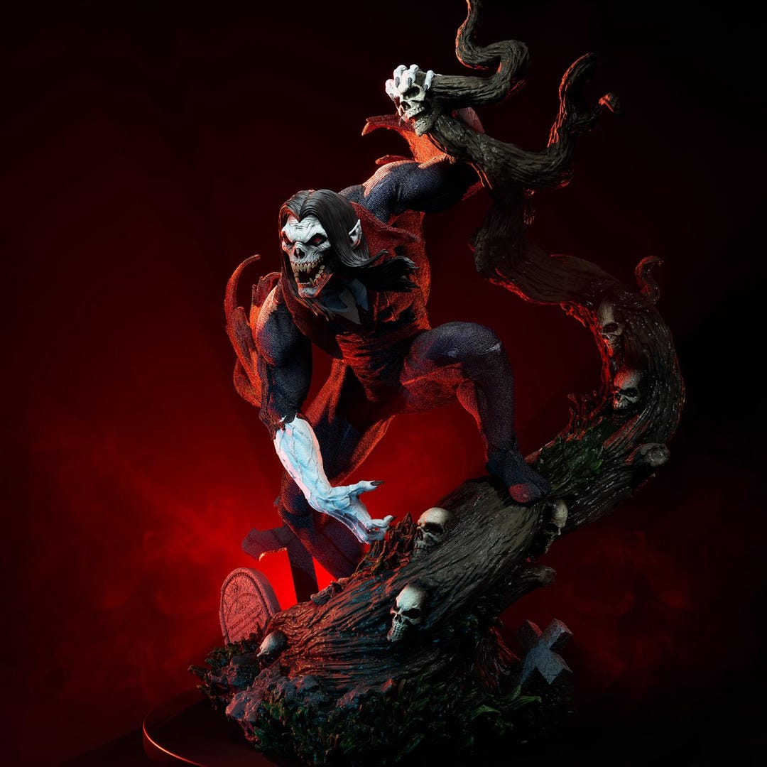 Morbius Fanart 3D STL Statue | Gothic Tree Diorama With Skull Base | 3D ...