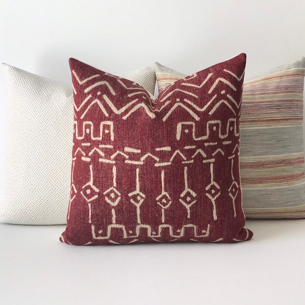 Red Geometric Pillow - Etsy