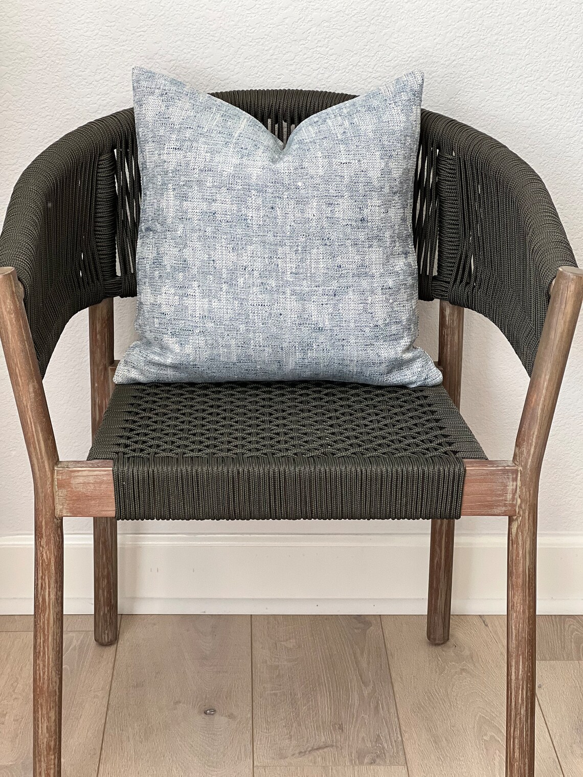 Blue Denim Textured Woven Geometric Decorative Throw Pillow - Etsy