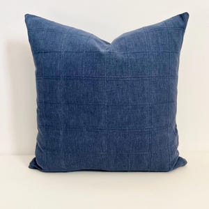Dark Navy Blue Textured Plaid Geometric Decorative Throw Pillow Cover ...