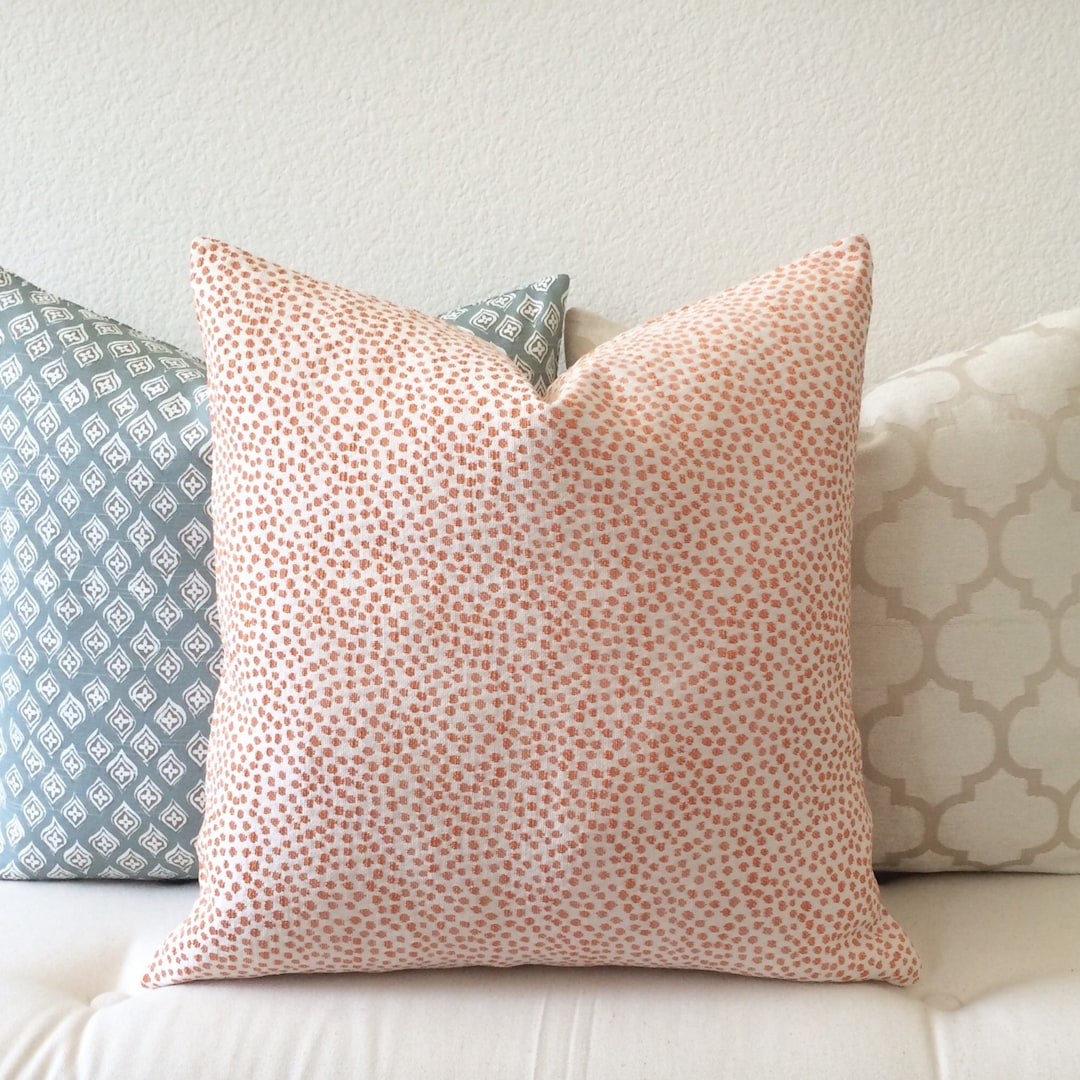 Orange Coral Confetti Polka Dot Decorative Throw Pillow Cover, Double ...