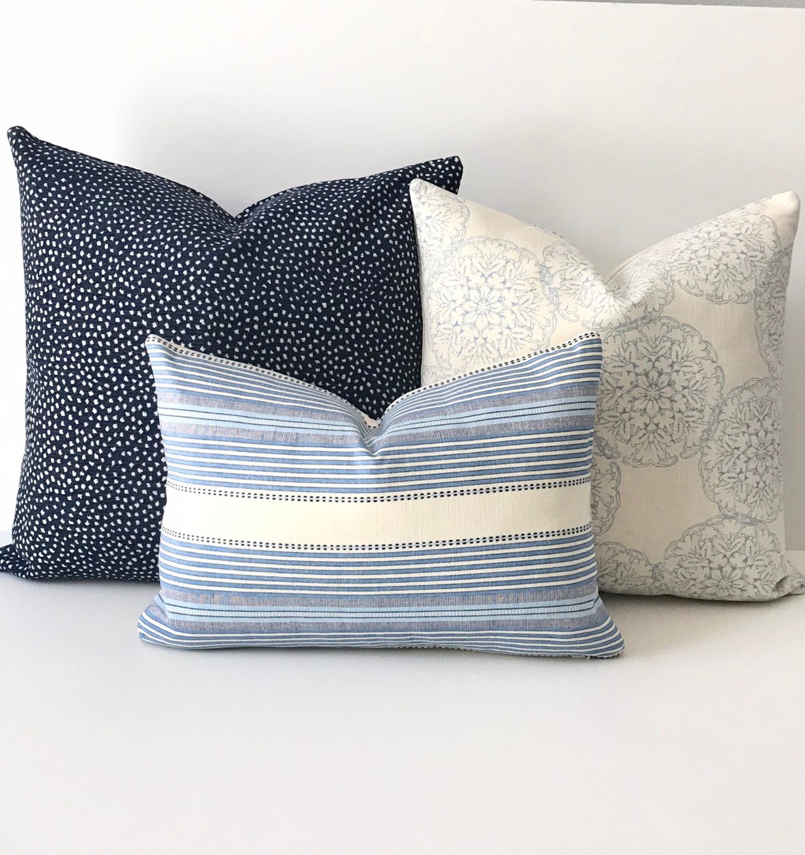 Light Blue Medallion Danda Decorative Throw Pillow Cover Boho - Etsy