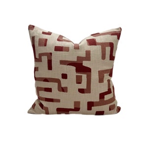 Red Embroidered Geometric Maze Decorative Pillow Cover - Etsy
