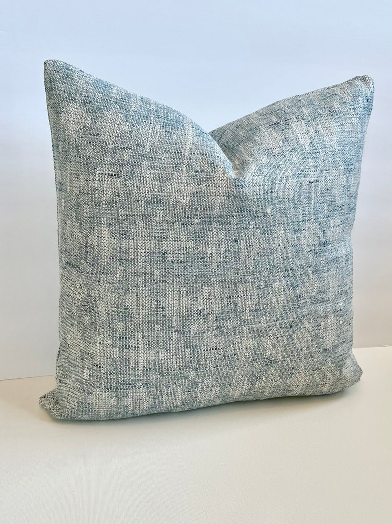 Blue Denim Textured Woven Geometric Decorative Throw Pillow - Etsy