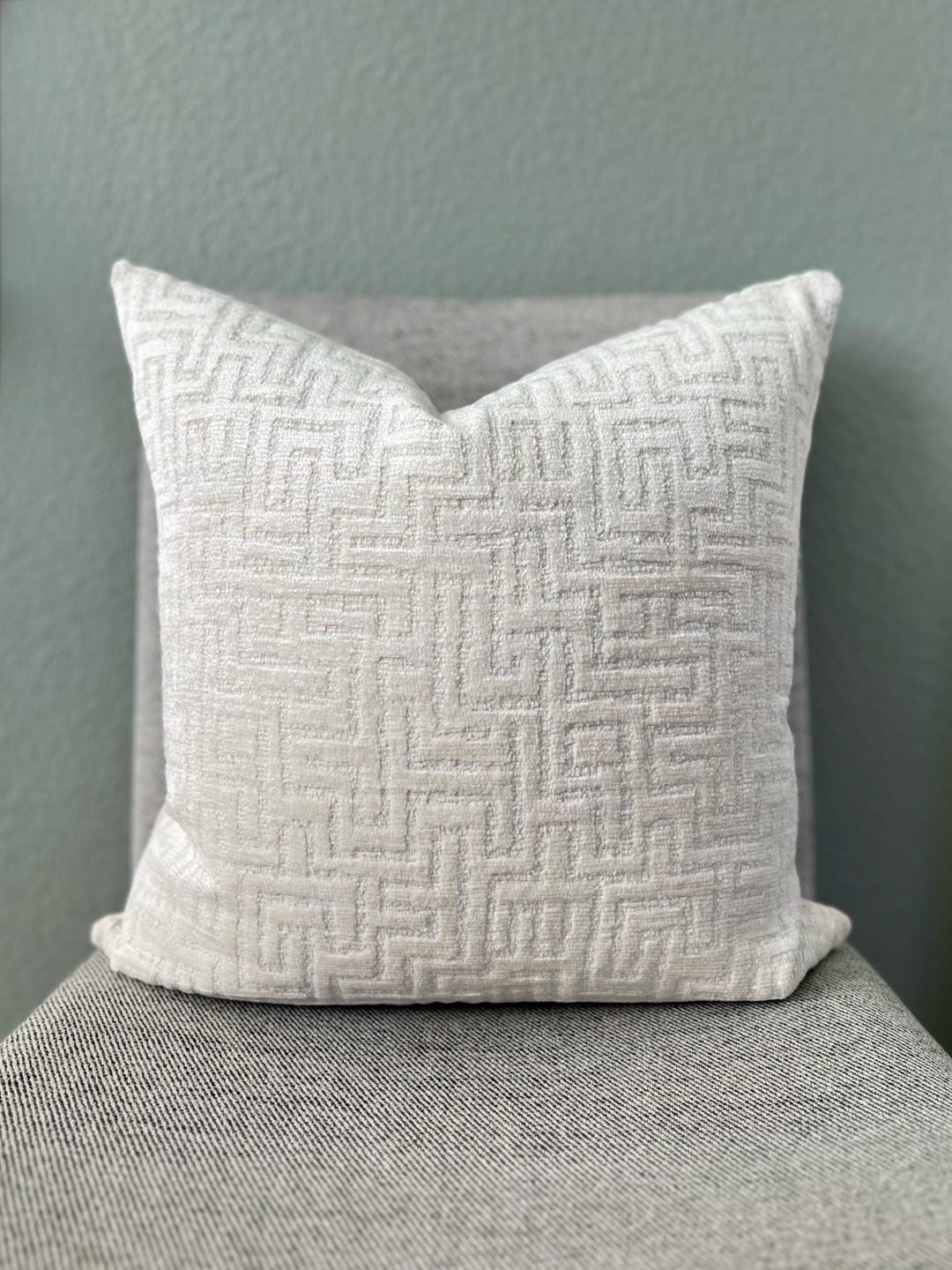 Off White Velvet Chenille Geometric Maze Decorative Pillow Cover - Etsy UK