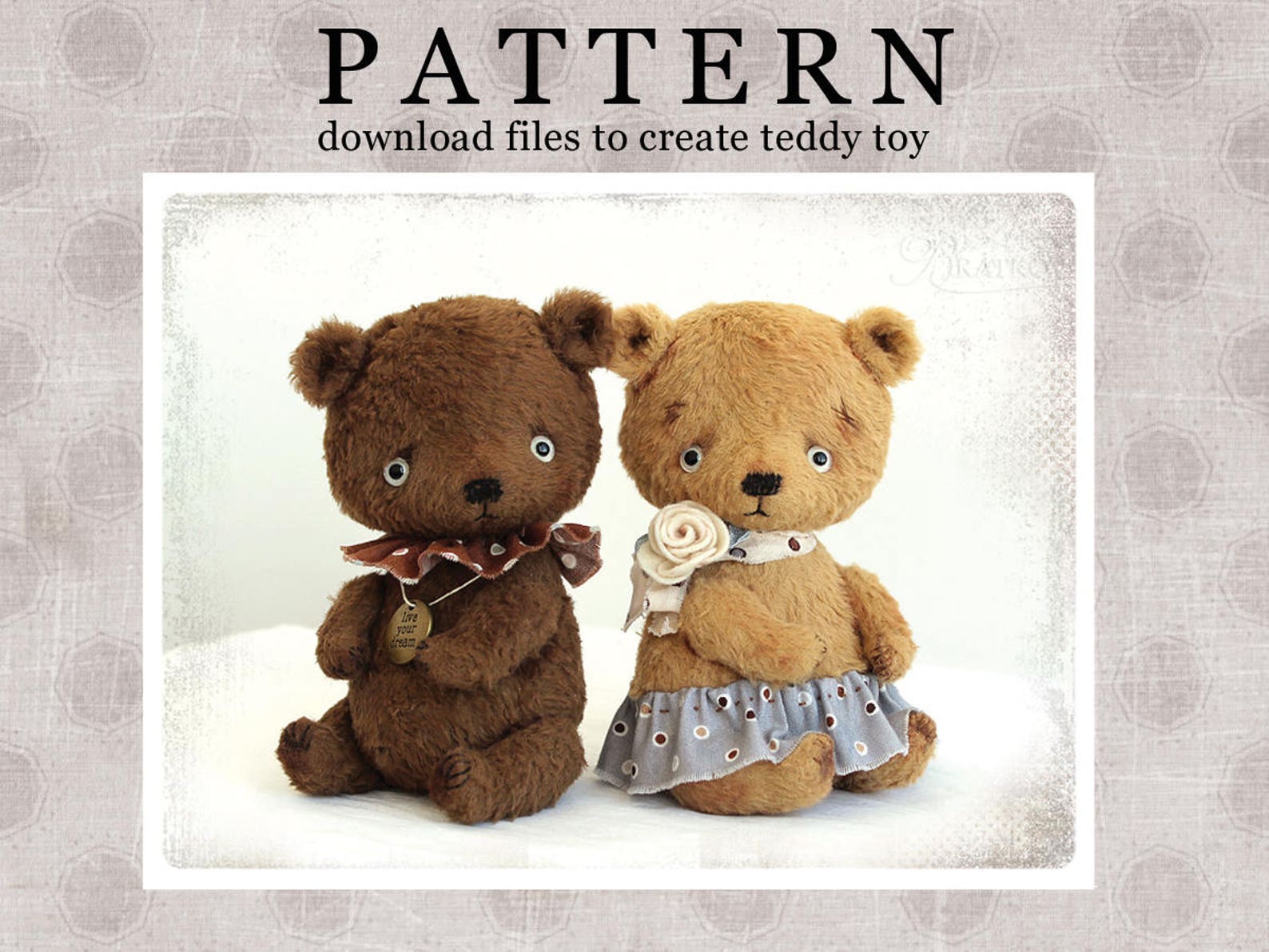 PATTERN Download to Create Teddy Like Jelly and Jey 7inch - Etsy