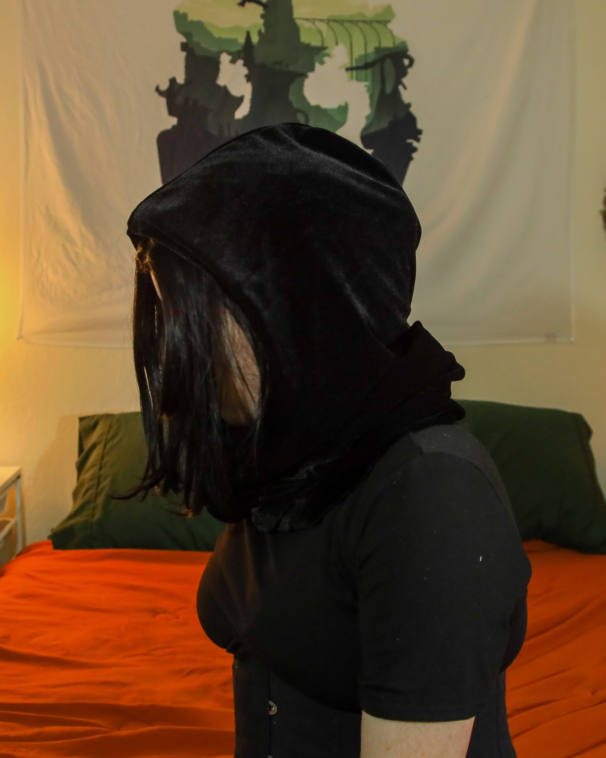 Velvet Cowl Hood | Witchy Infinity Scarf | Goth Alternative Hooded ...