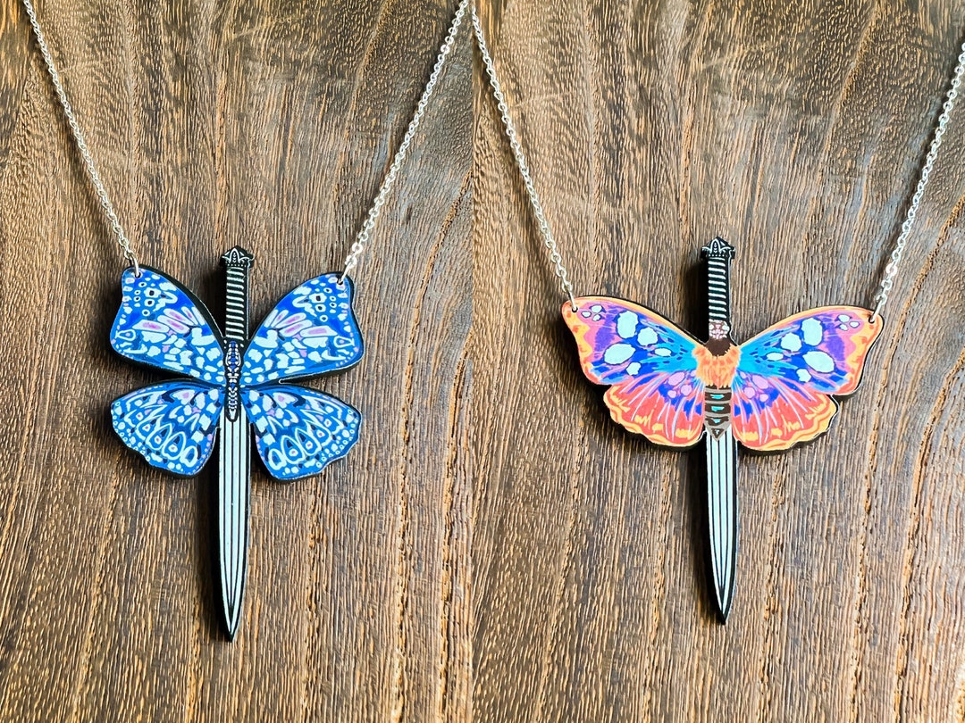 Butterfly Sword Pendant | Medieval Fantasy Cottagecore Necklace ...