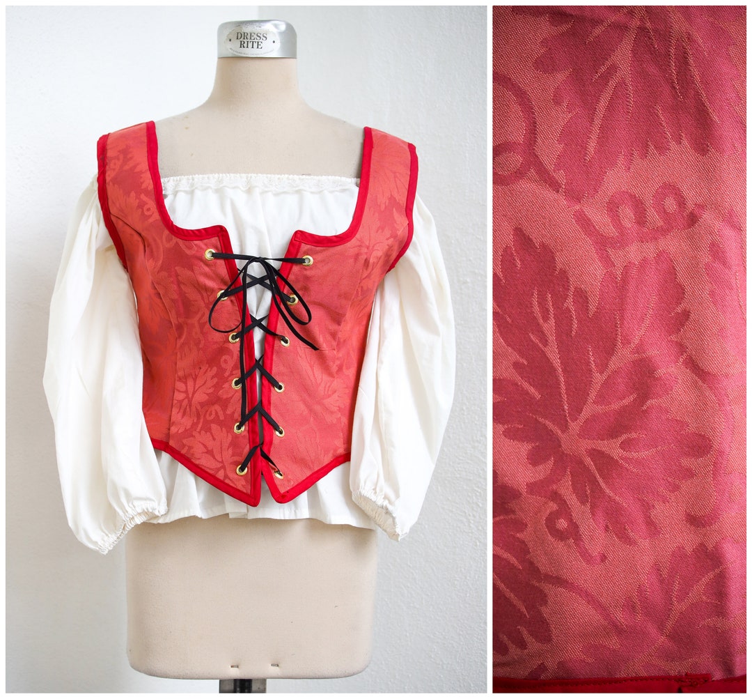 Red Renaissance Bodice | Medieval Baroque Corset | Lace Front Vest ...