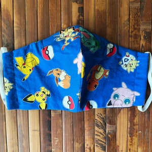 Pokemon Face Mask Video Game Inspired Cotton Dust Covering Blue Nerdy ...