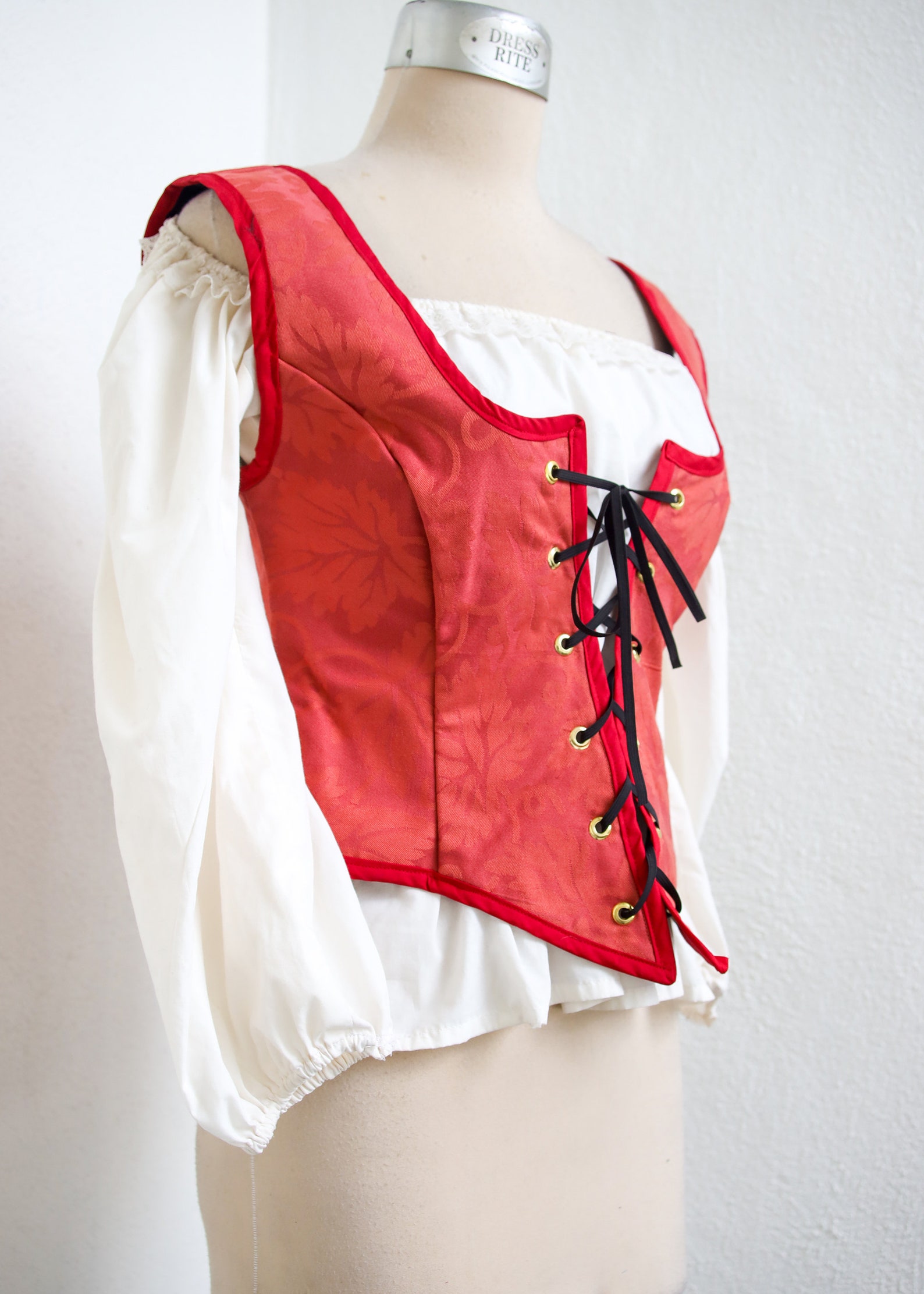 Red Renaissance Bodice Medieval Baroque Corset Lace Front - Etsy