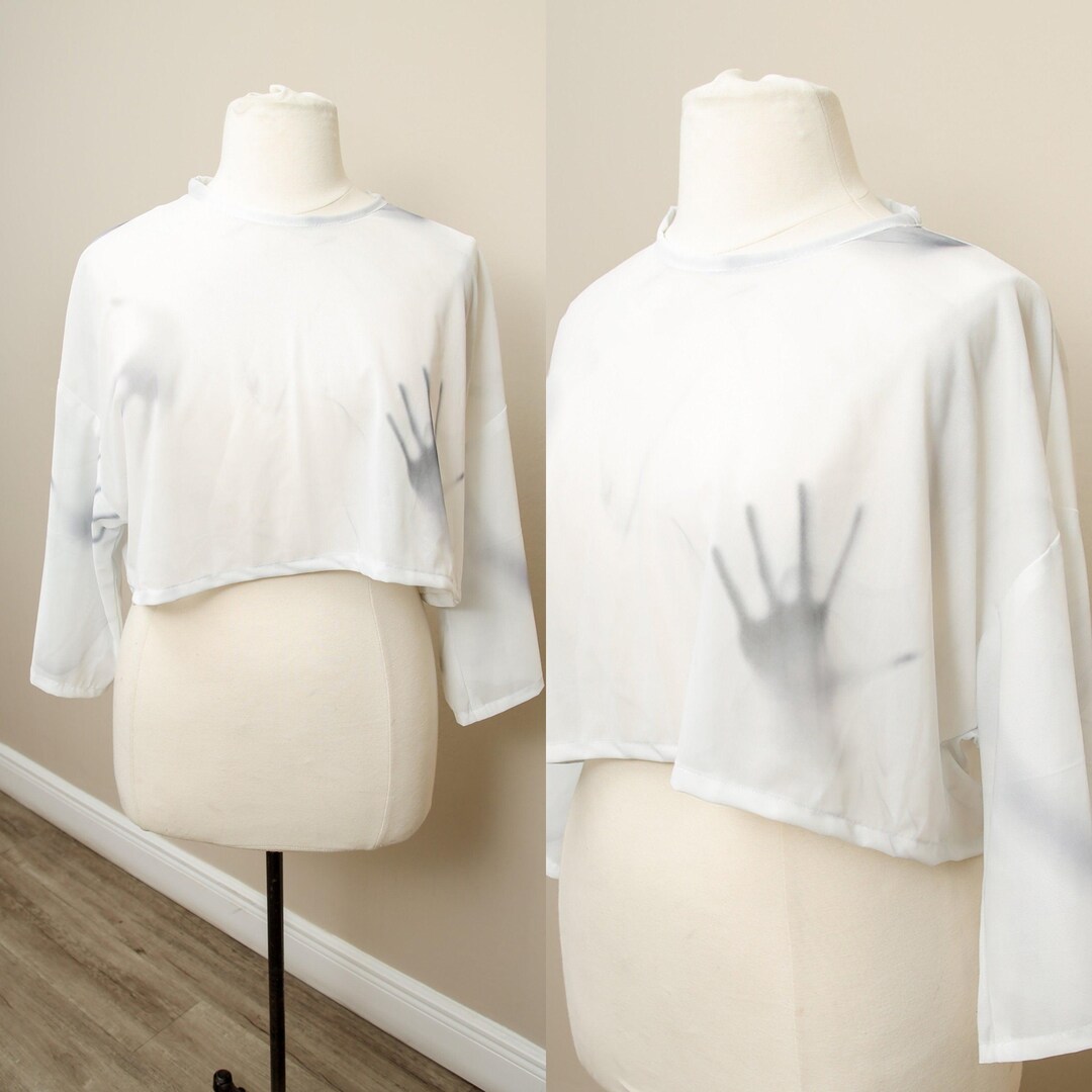 Halloween Crop Top | Ghost Hands Long Sleeve Pullover - Etsy