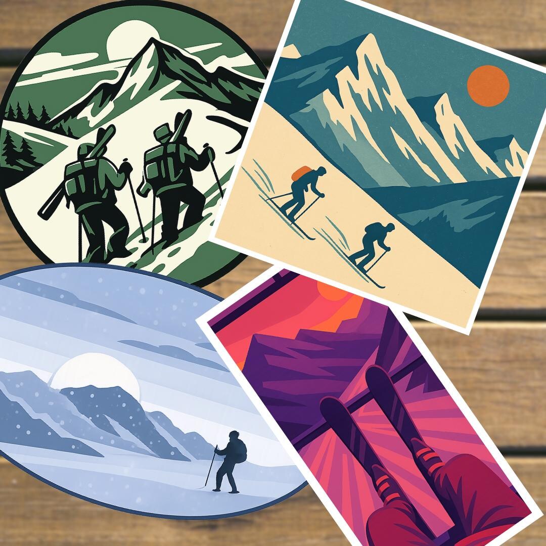 Outdoor Ski Adventure Vinyl Decals | Backcountry Sticker Pack - Etsy