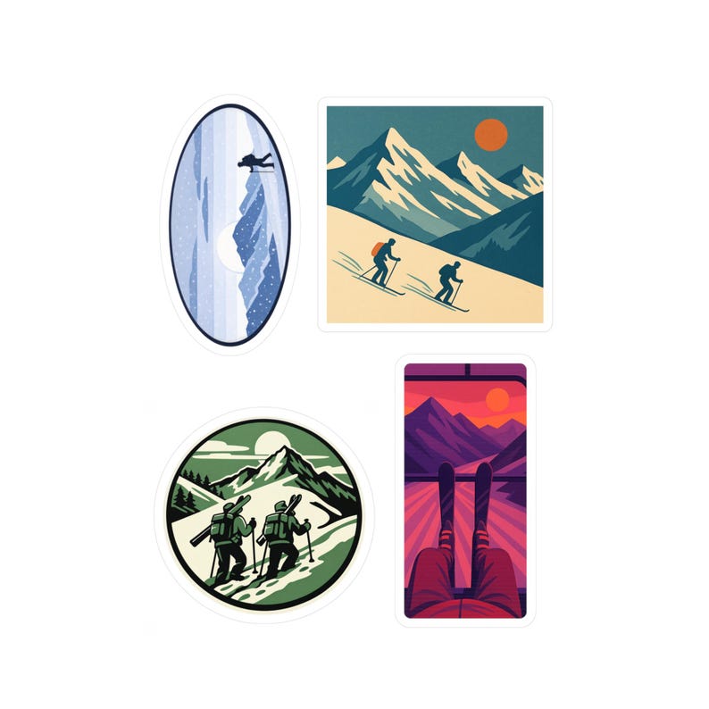 Outdoor Ski Adventure Vinyl Decals | Backcountry Sticker Pack - Etsy