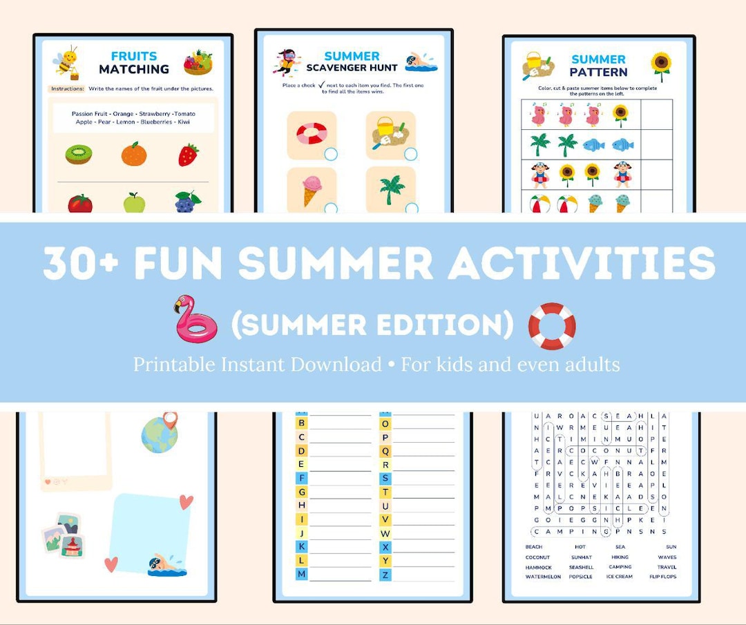 25+ Page Summer Activity Bundle for Kids, Summer Camp Activity ...