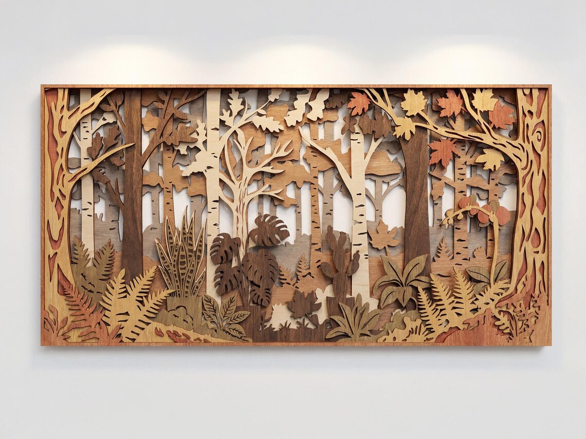 Layered Forest Wood Wall Art SVG 3D Woodland Nature Scene Laser Cut ...