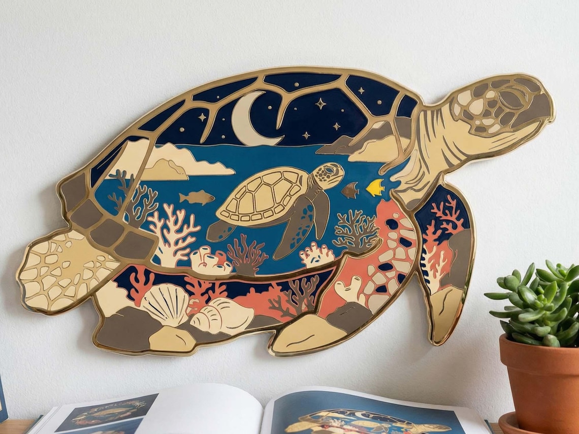 MD32 Laser Sea Turtles Cutting SVG 3D Woodland Phoenix Scene Laser Cut ...