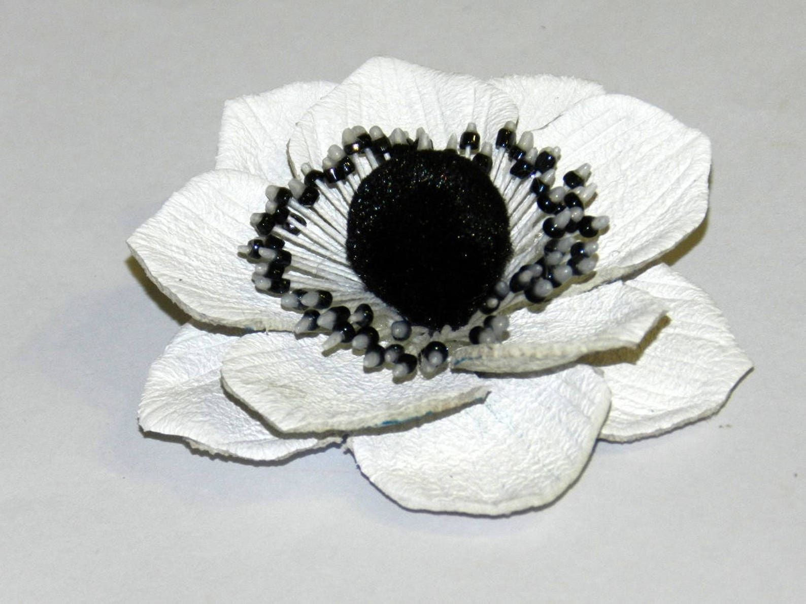 Leather Flower Anemone Brooch Genuine Leather Flower Brooch - Etsy