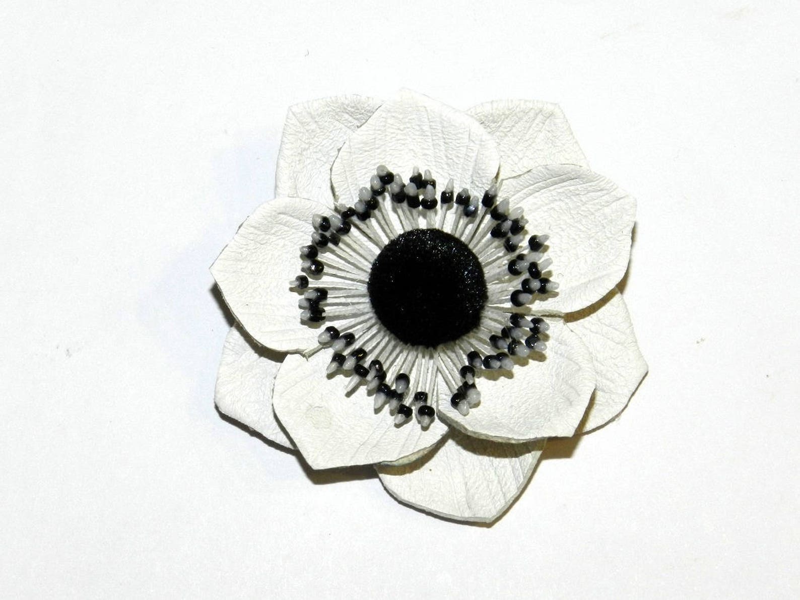 Leather Flower Anemone Brooch Genuine Leather Flower Brooch - Etsy